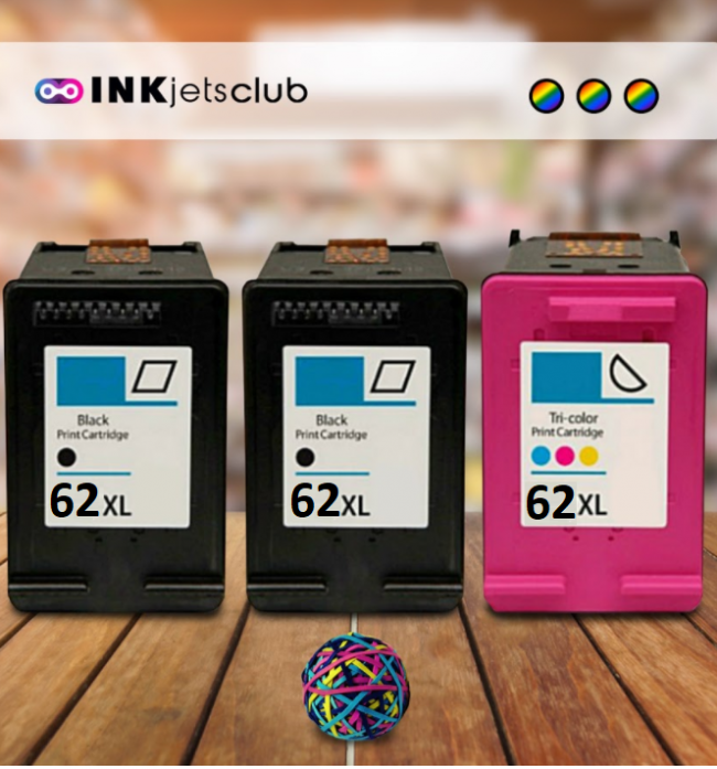 76% Off 3 Multipack HP 62 Black & Colour High Yield Remanufactured Ink ...